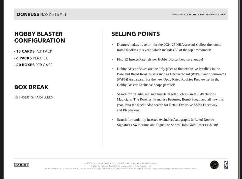 2024/25 Panini Donruss Basketball NBA Sealed HOBBY Blaster Box Lot Of 4 ...