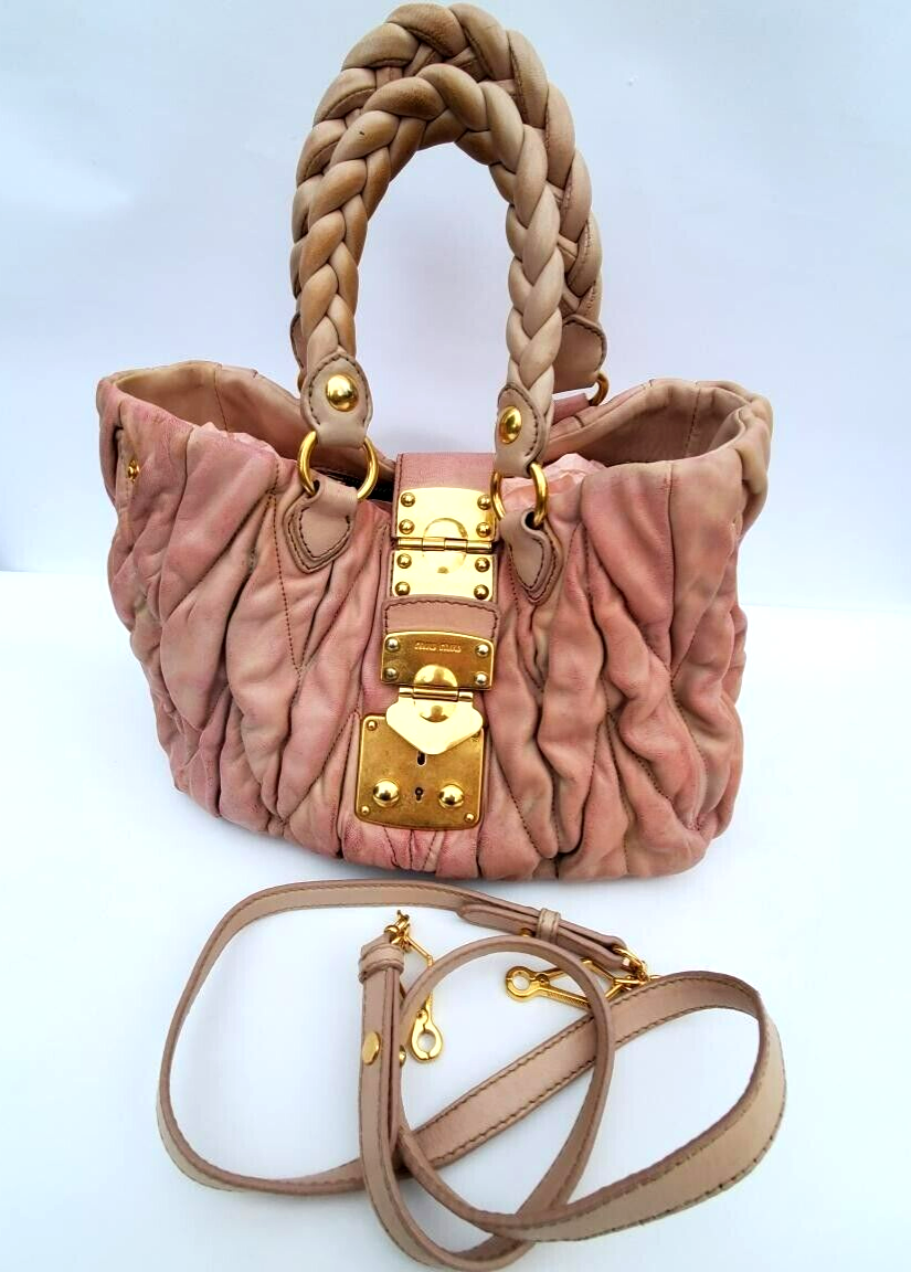 Miu Miu purse beige cameo Pink nappa Leather arcadie vintage shoulder ...