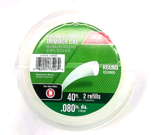 ACE Round Residential Grade Trimmer Line 40 Foot - White 73407 New .080 ...