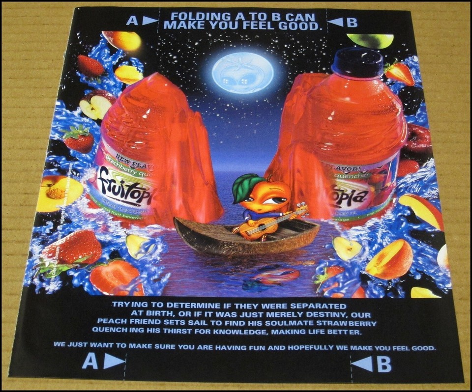 1998 Fruitopia Fruit Beverage Print Ad Advertisement 8" x 10.5" Coca ...