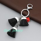 Handmade Leather Tassel Flower Key Chain Bag Purse Keyring Handbag ...