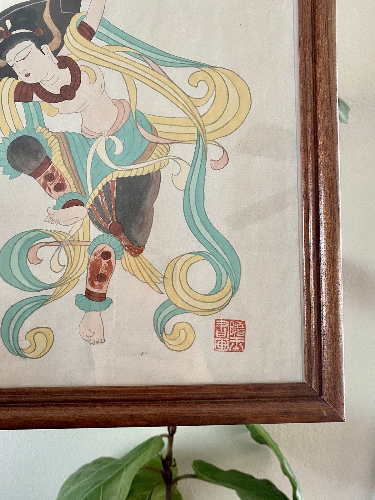 Dancer Holding Pipa Behind Head Water Color Original Chinese Buddhist ...