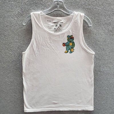 Riot Society Men Activewear Top Small White Tank Teddy Bear Pineapple ...