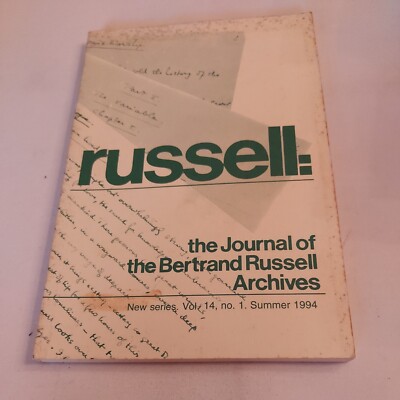 1994 Summer, Russell: The Journal Of The Bertrand Russell Archives ...