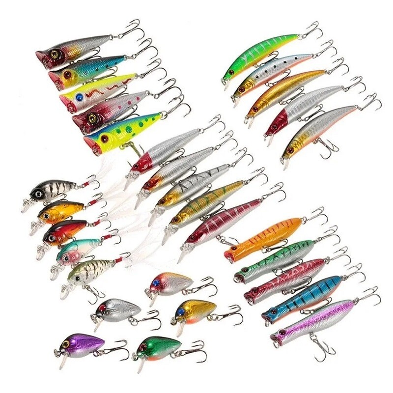 30pcs Mixed Mini Fishing Lures Set Minnow Popper CrankBaits For Bass ...