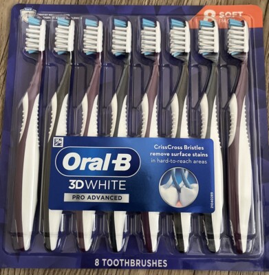 Oral-B 3D White Pro Advanced Toothbrush, Soft Bristle, 8 Pack | eBay