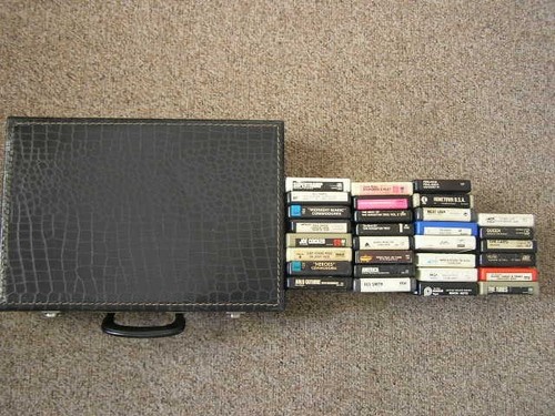 Black 8-Track Tape Storage Case w/30 Tapes Most Are Untested No Keys ...