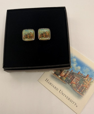 Vintage Sterling Silver Harvard University Cufflinks Eglomise Designs ...