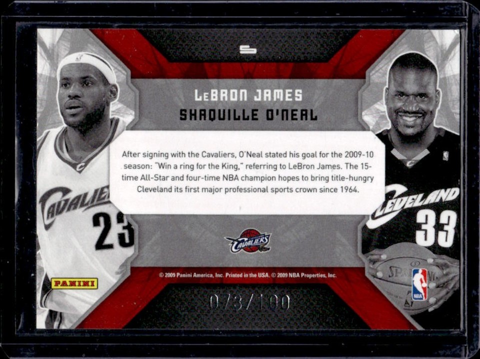 2009-10 Donruss Elite LeBron James Shaquille O'Neal Teamwork Combos ...