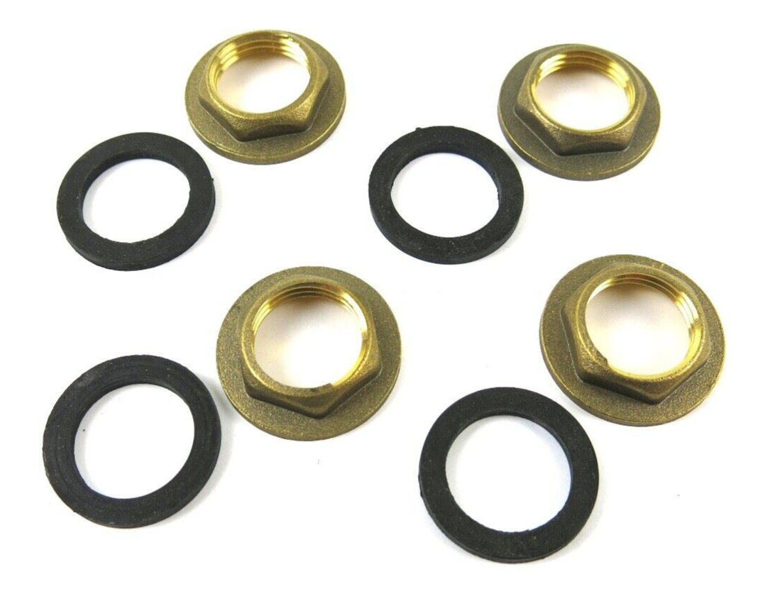 1/2" NPT Brass Pipe Valve Lock Nut Jam Nut w/ Rubber Gaskets (QTY - 4 ...