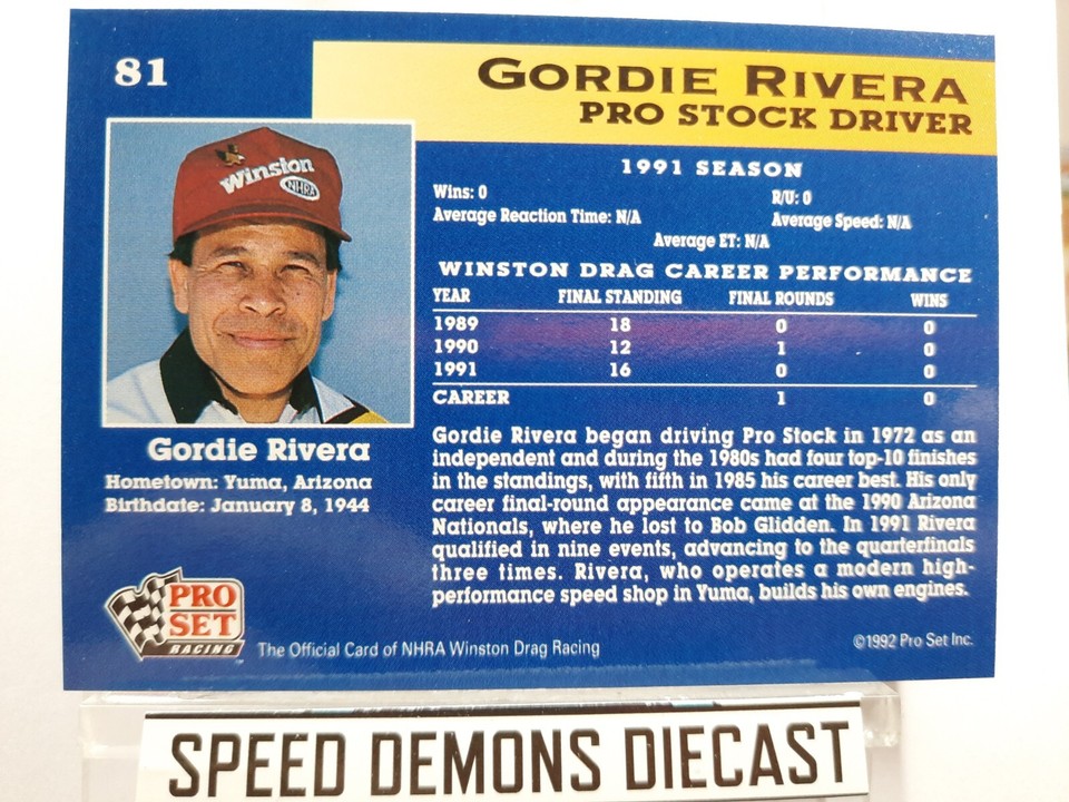 1992 Pro Set Nhra Gordie Rivera Trading Card #81 | eBay