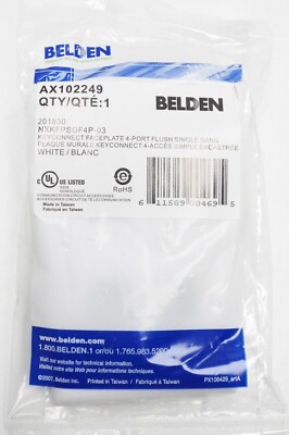Belden AX102249 Keyconnect Faceplate 4-Port Flush Single Gang - White ...