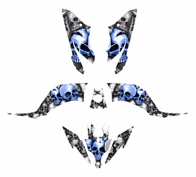 RAPTOR 250 GRAPHICS ATV DECAL KIT #9800 BLUE BONEYARD SKULLS | eBay