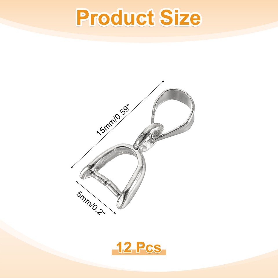 12Pcs Sterling Silver Bail Pinch Bail, 5mmx15mm Clip Clasps, Silver | eBay