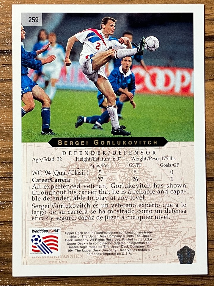 Upper Deck 1994 World Cup Russia Soccer Card #259 Gorlukovitch Free ...
