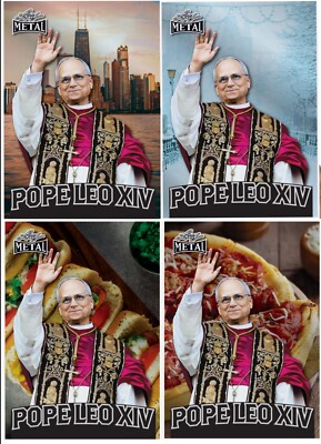 Pope Leo XIV Leaf Metal Set of 4 Parallel Cards - IN HAND | eBay