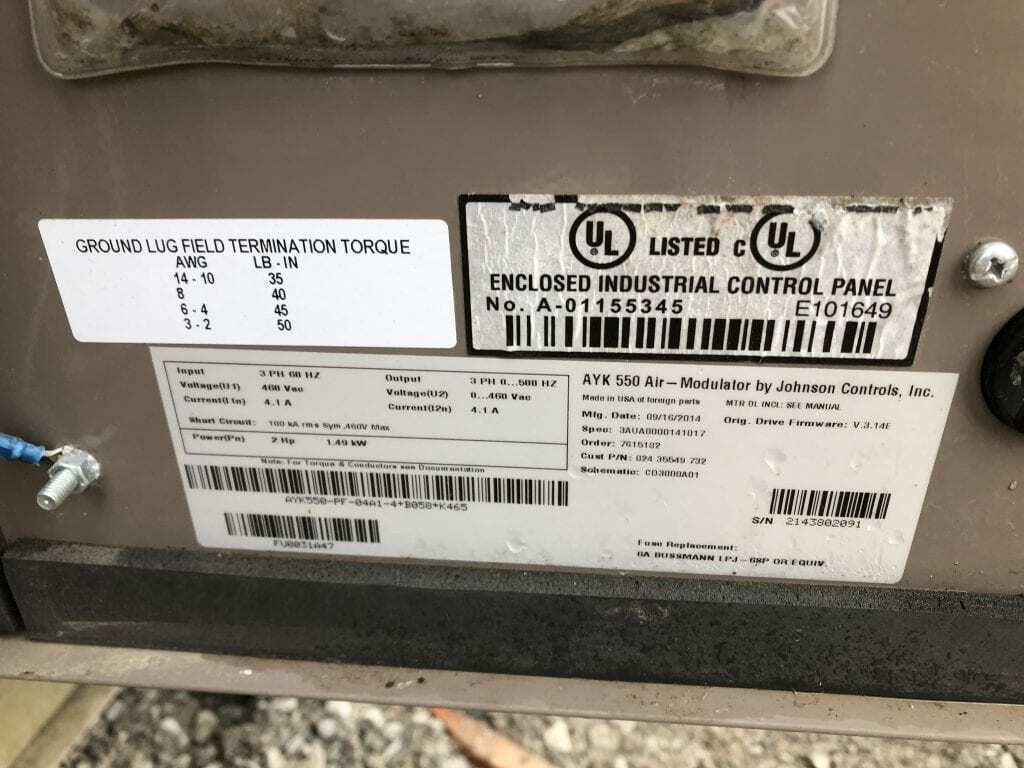 Johnson Controls York Solution XTI-033X045-NAFA146A Air Make Up ...