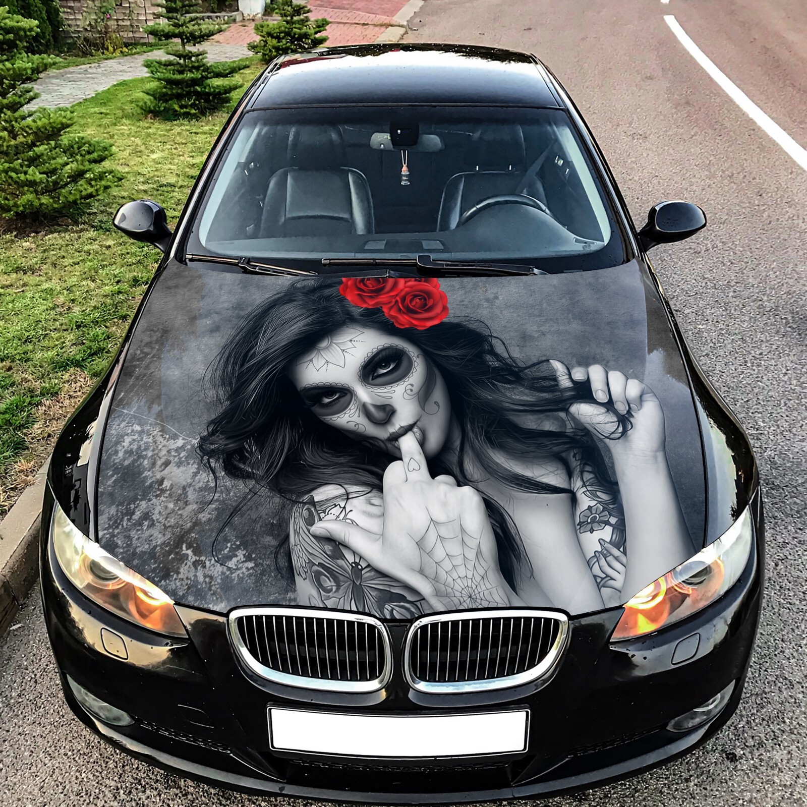 Sugar Skull Girl Hood Wrap Decal Vinyl Film Sticker Graphic Fit Any Car ...