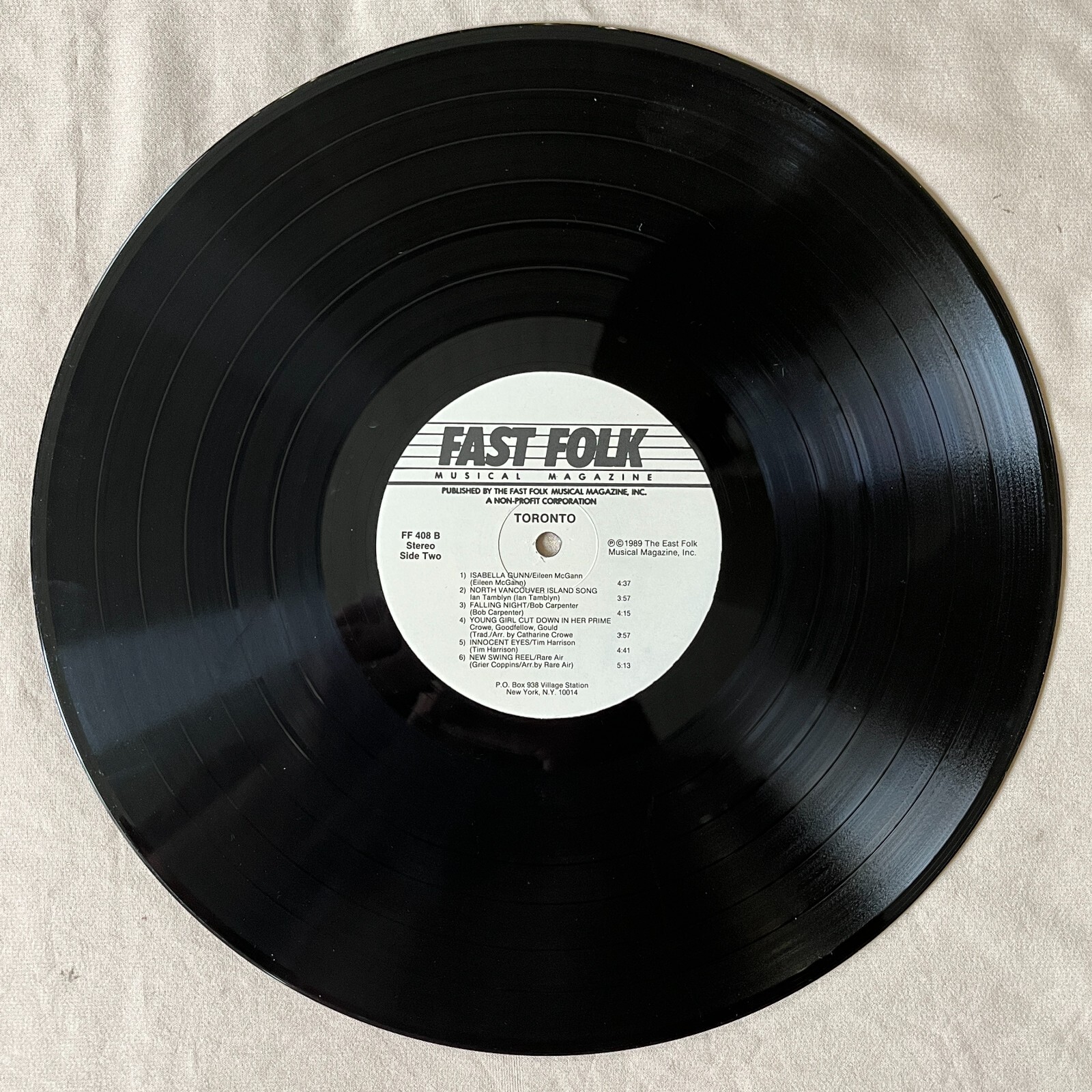 VARIOUS Fast Folk: Toronto 1988 Vinyl LP Fast Folk Musical Magazine FF ...