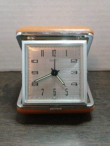 Equity Folding Travel Wind-Up Alarm Clock Brown Case Vintage Works ...