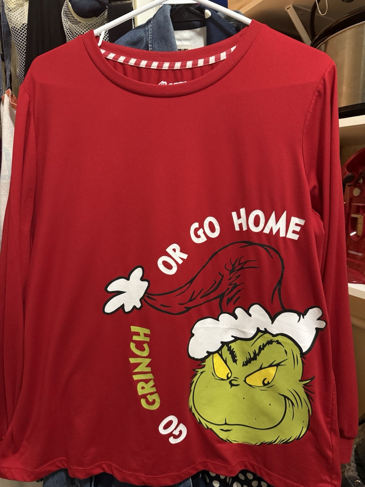 GO GRINCH OR GO HOME Dr. Seuss Grinch Top Women’s Large (12-14) Red ...