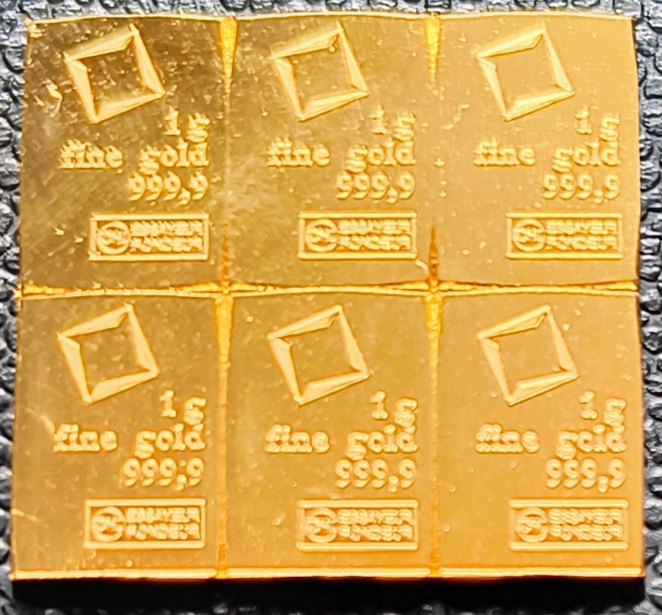 6 Gram Gold Bar - 999.9 Fine Bullion - Pure 24ct Gold Bar - Snap ...