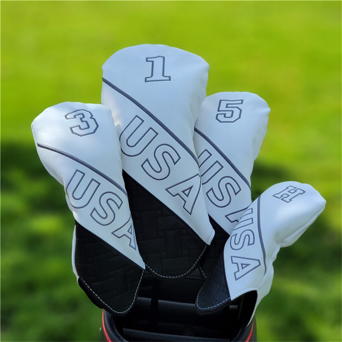 Retro Golf Wood Club Headcover White/Black Driver Fairway Wood Hybrid ...