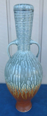 MONUMENTAL 22" JUSTIN TEILHET SIGNED STUDIO POTTERY DRIP VASE OHIO ...