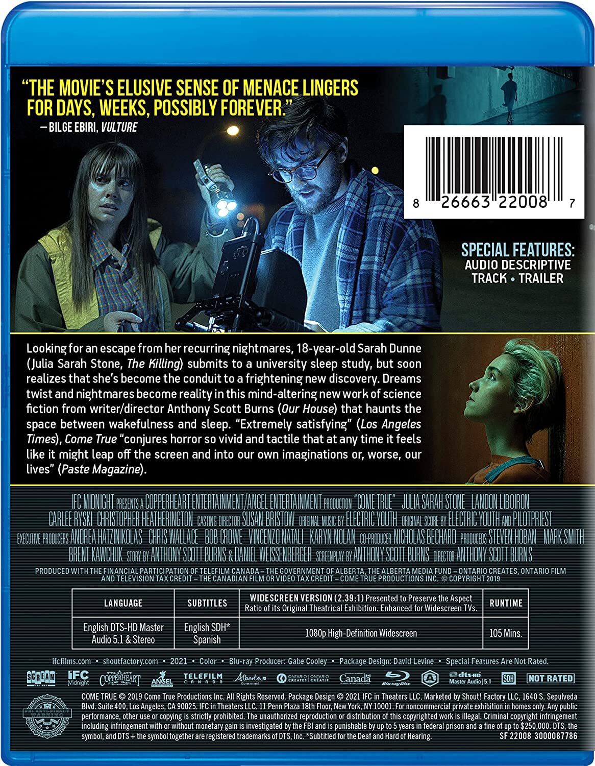 Come True (Blu-ray) Julia Sarah Stone Landon Liboiron Carlee Ryski ...