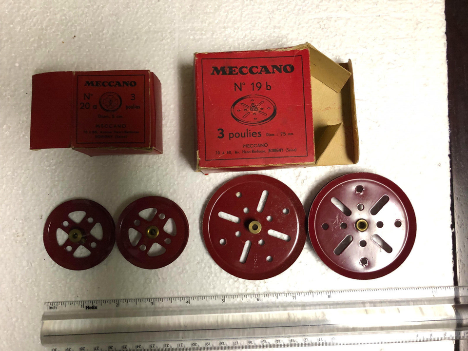 Vintage Meccano Original Factory Boxed Pulley Lot, #19b & #20a, Bobigny ...