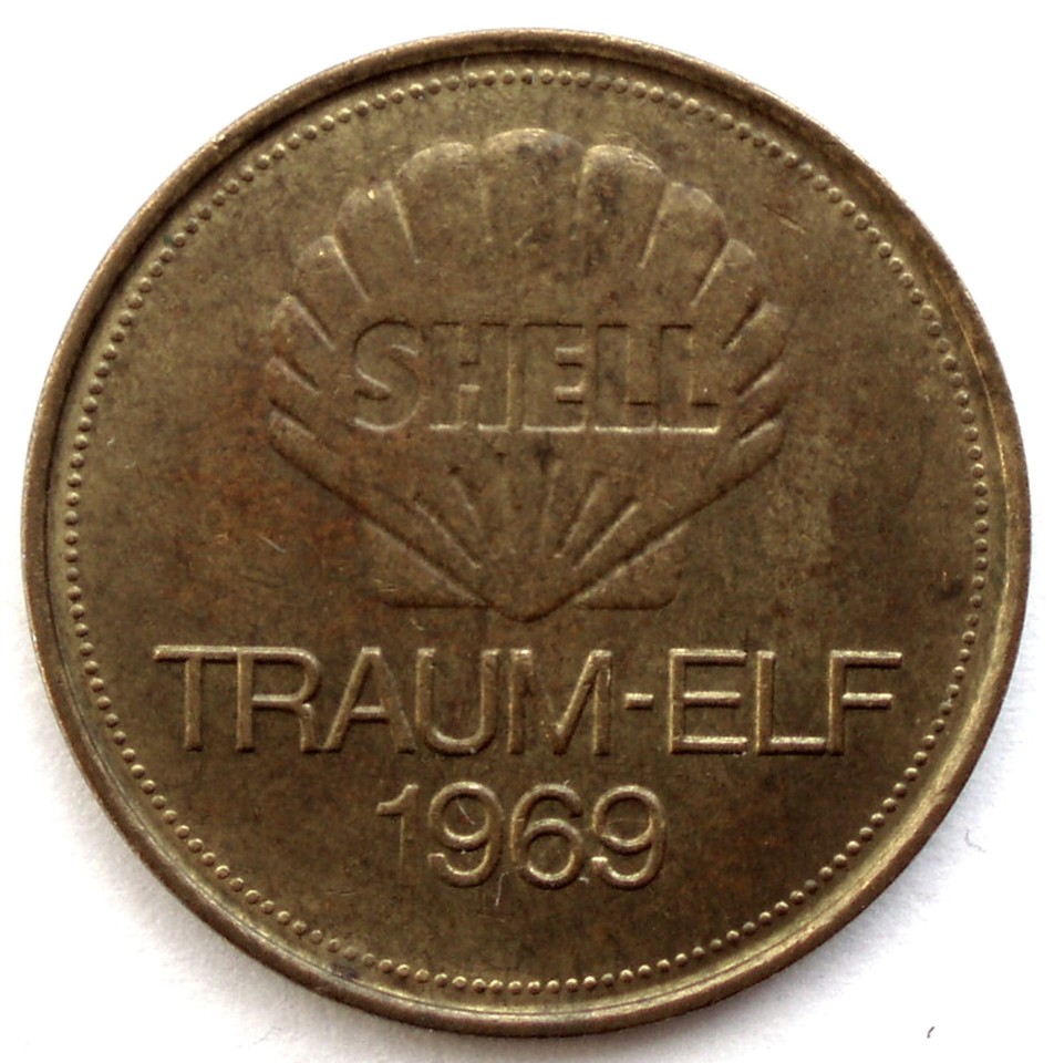 SHELL TRAUM-ELF 1969 HELMUT HALLER Token 26mm 5g Brass Plated Steel KK8 ...