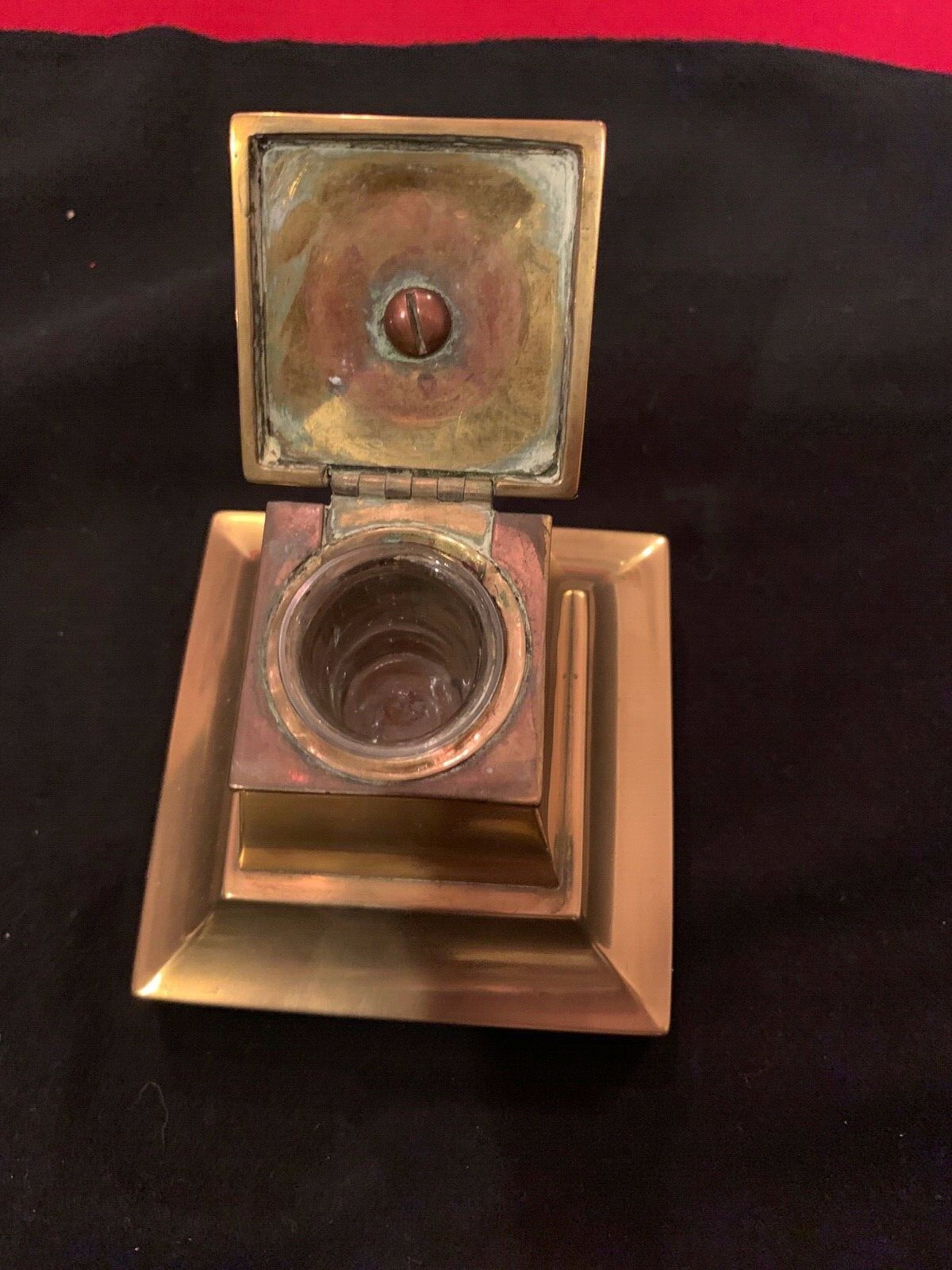 Vintage Brass Inkwell With Glass Ink Insert | eBay