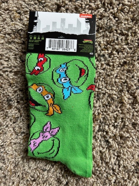 Green Teenage Mutant Ninja Turtles Socks - Fits Men's shoe size 6-12 ...