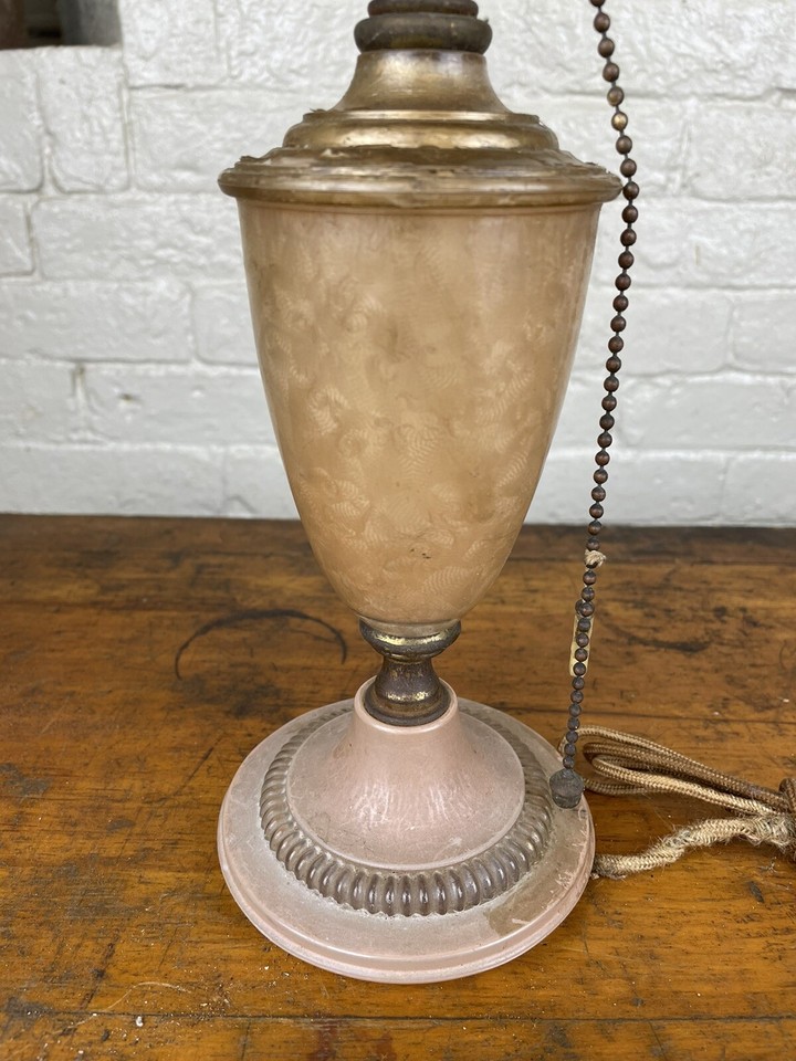 C.1920 Glass Boudoir Lamp, Hubbell Socket w/ Acorn Pull Chain ~ No ...