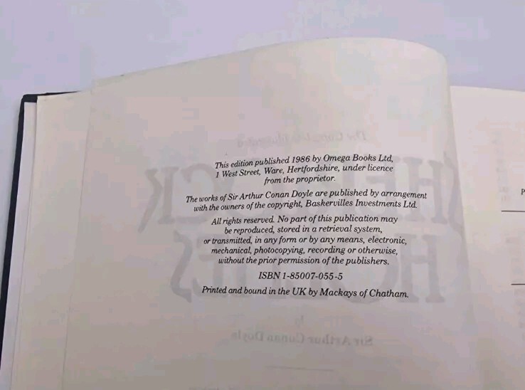 SHERLOCK HOLMES - Arthur Conan Doyle - 1st edition hardback 1986 OMEGA ...