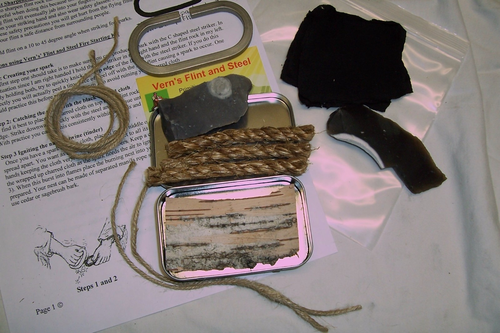 English Flint and Steel Kit, Fire Starter W/ Flint Sharpener & Extra ...
