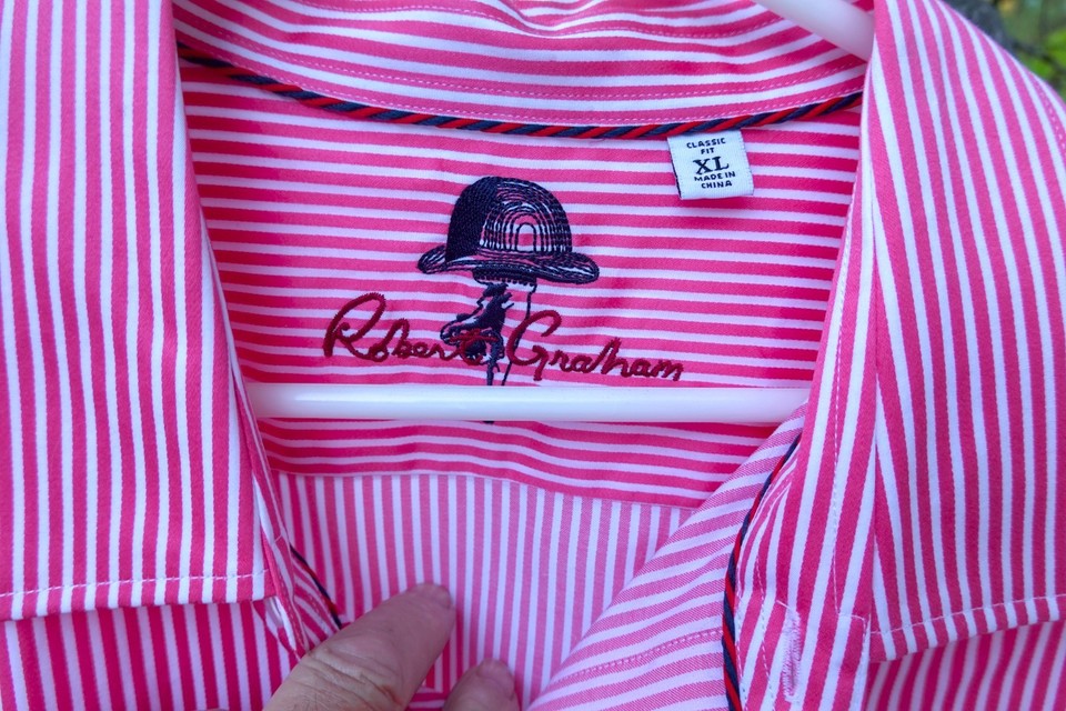 Robert Graham Men's Pink Striped Dress Shirt (NWT) Size XL, Neck 17.5 ...