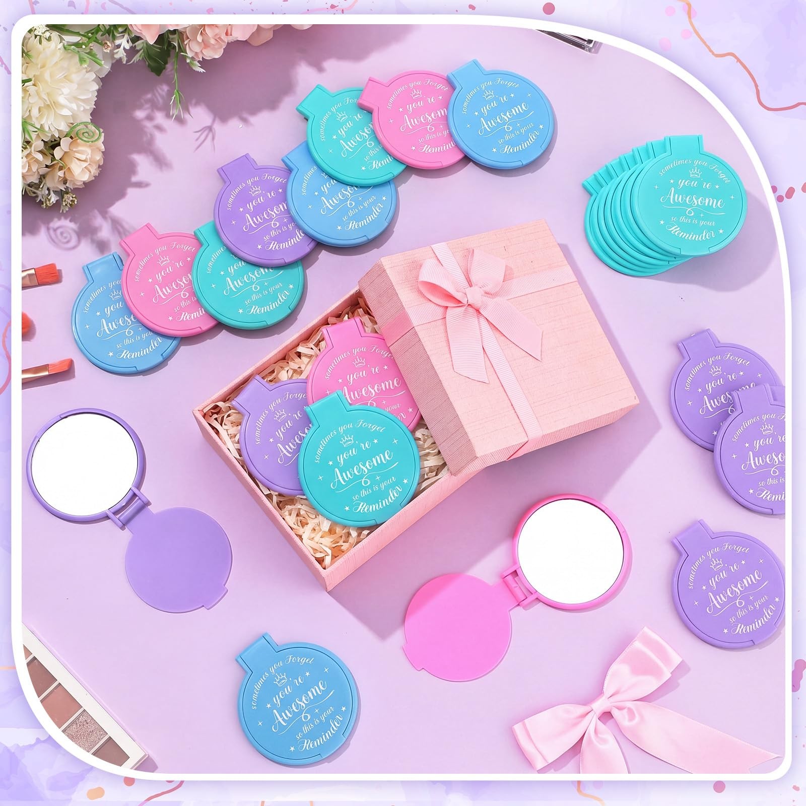 Gulfmew 36 Pcs Mini Compact Mirrors Bulk Gifts for Adult Women, Mixed ...