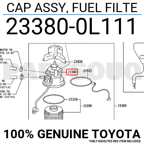 233800L111 Genuine Toyota CAP ASSY, FUEL FILTE 23380-0L111 | eBay