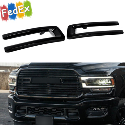 2x Gloss Black Front Grill Inserts Cover Trim Sticker Fit Ram 2500 3500 ...