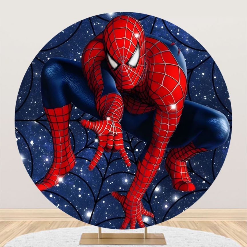 Round Superhero Spiderman Backdrops Birthday Party Photo Background ...