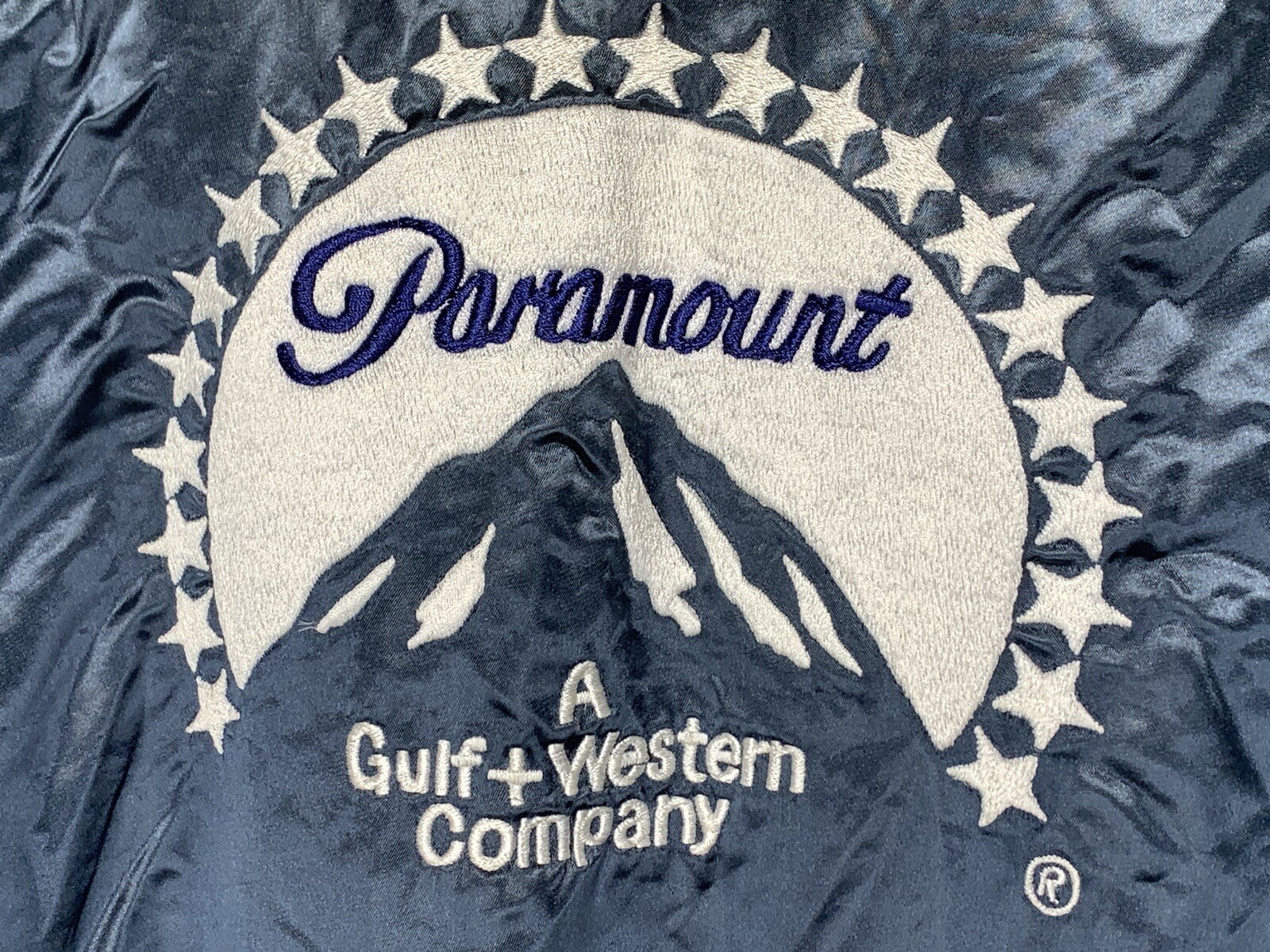 1970s Paramount Pictures Satin Bomber Size XL Gulf We… - Gem