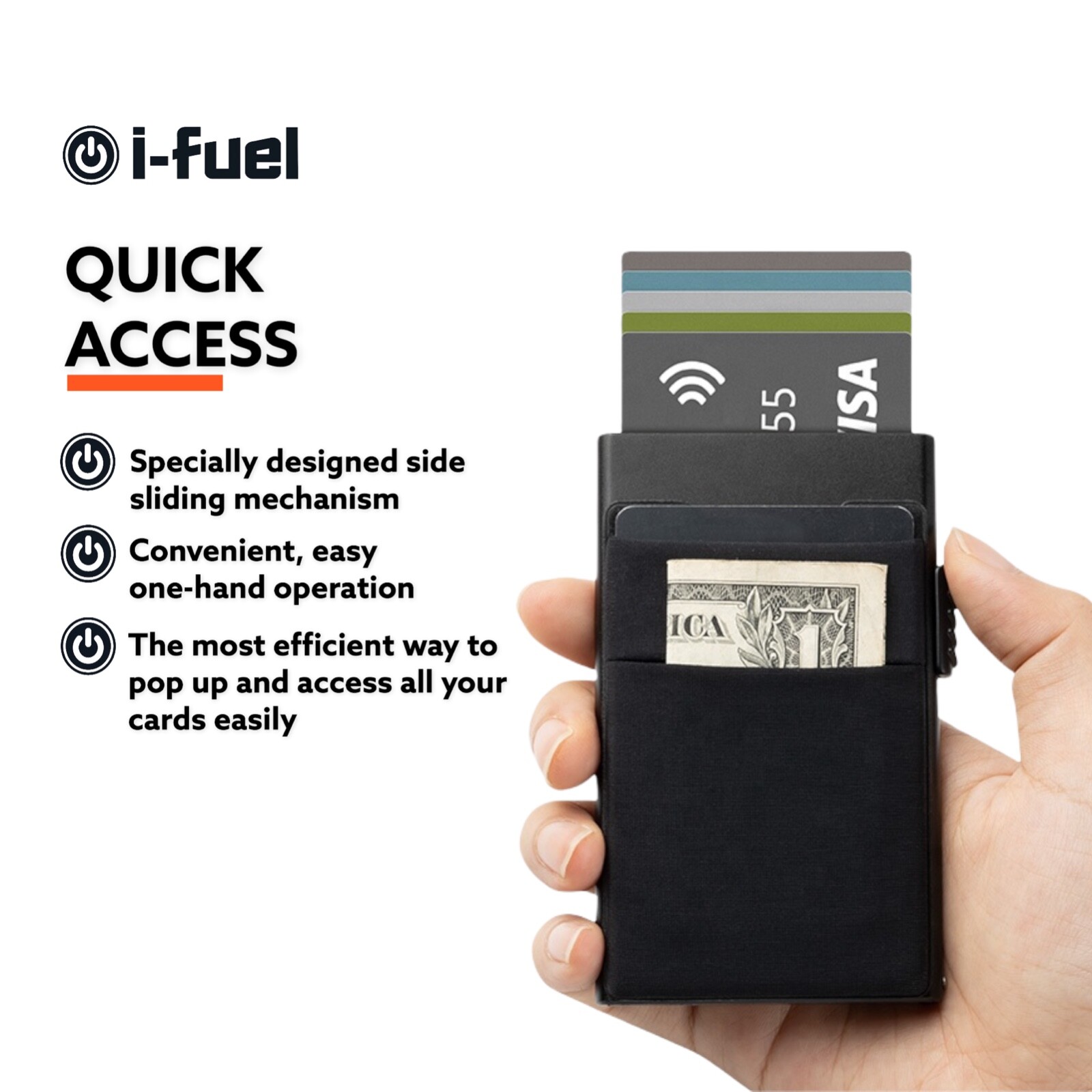 i-Fuel Pop Up Card Holder Wallet, Money Pouch, RFID Blocking Holds up ...