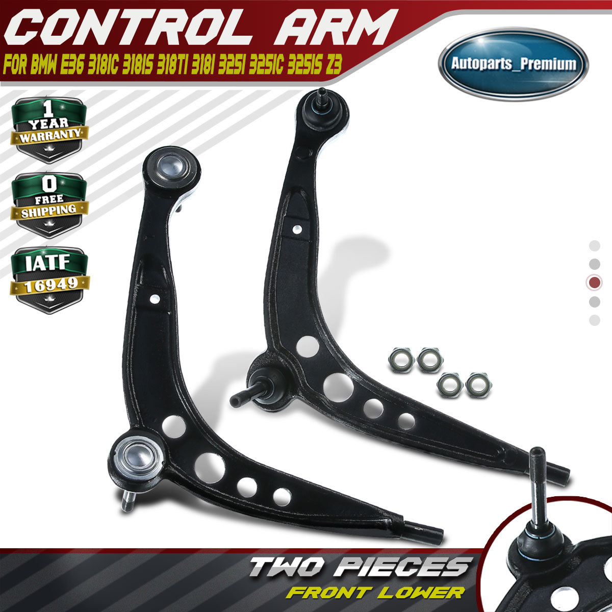 2 x Front Lower Control Arm w/ Ball Joint For BMW E36 318i 323is 325i ...