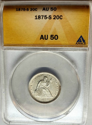 Rare 1875-S Twenty Cent Piece ANACS AU-50 – 20C Silver Coin – Seated ...