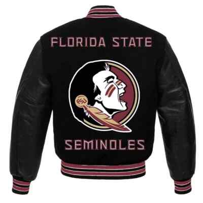 Men's Florida State Seminoles Letterman Varsity Jacket Wool & Leather ...