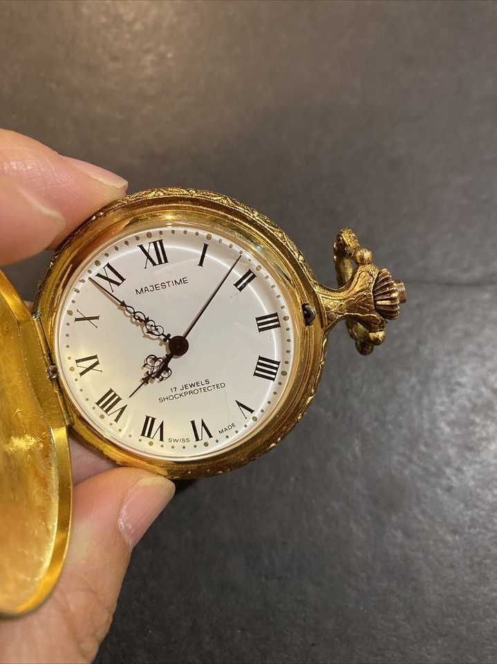 Majestime 17 Jewel Skeleton Swiss Made Shock Protected Pocket Watch | eBay