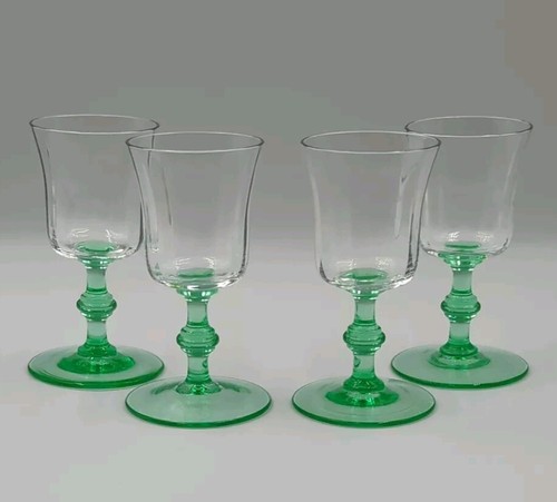 Vintage HC Fry Glass Clear And Depression Green Cordial Wine Glasses ...