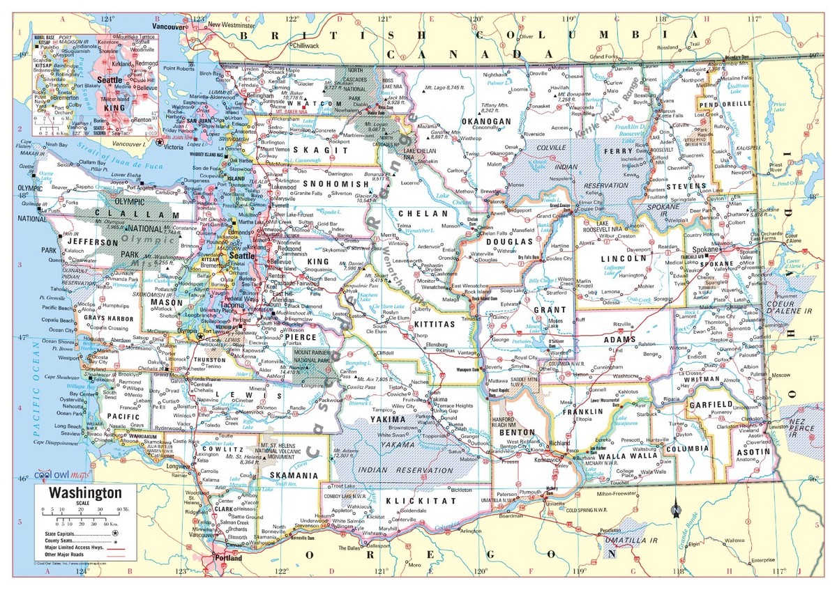 Interactive Map Of Washington State Seattle Washington State Map Cut