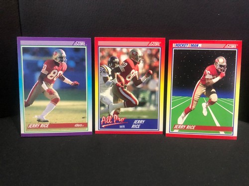 1990 Score Rocket Man Jerry Rice #556 & All Pro #590 + Base #200 49ers ...